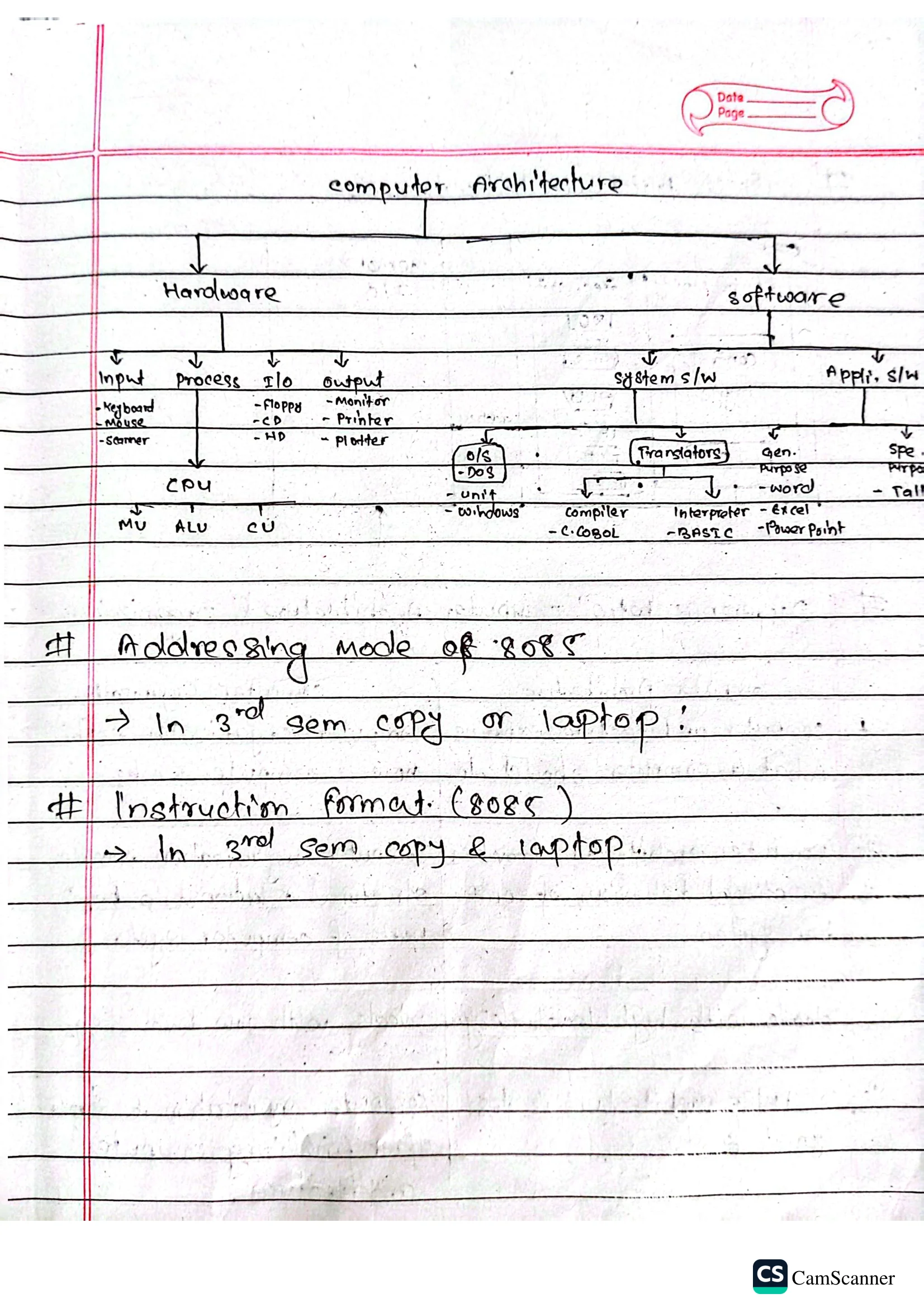 Computer Architecture Handwritten Note | Notestation