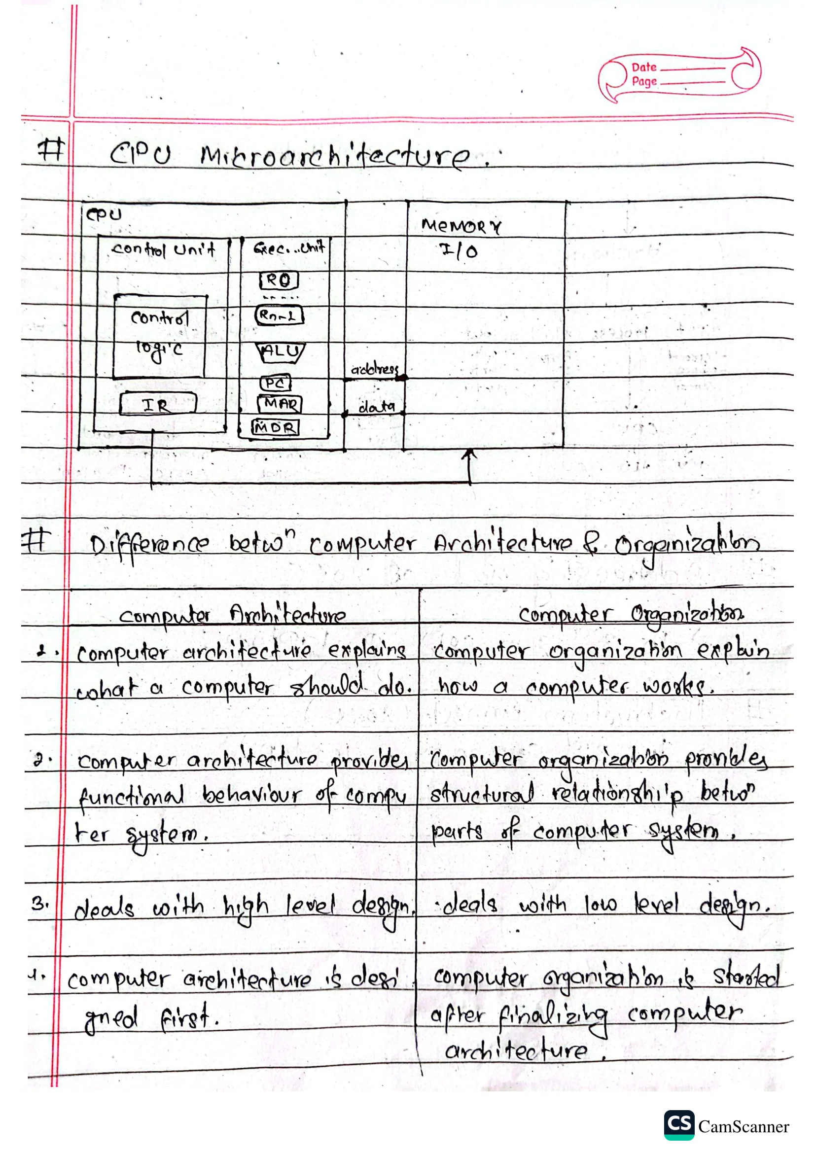 Computer Architecture Handwritten Note | Notestation