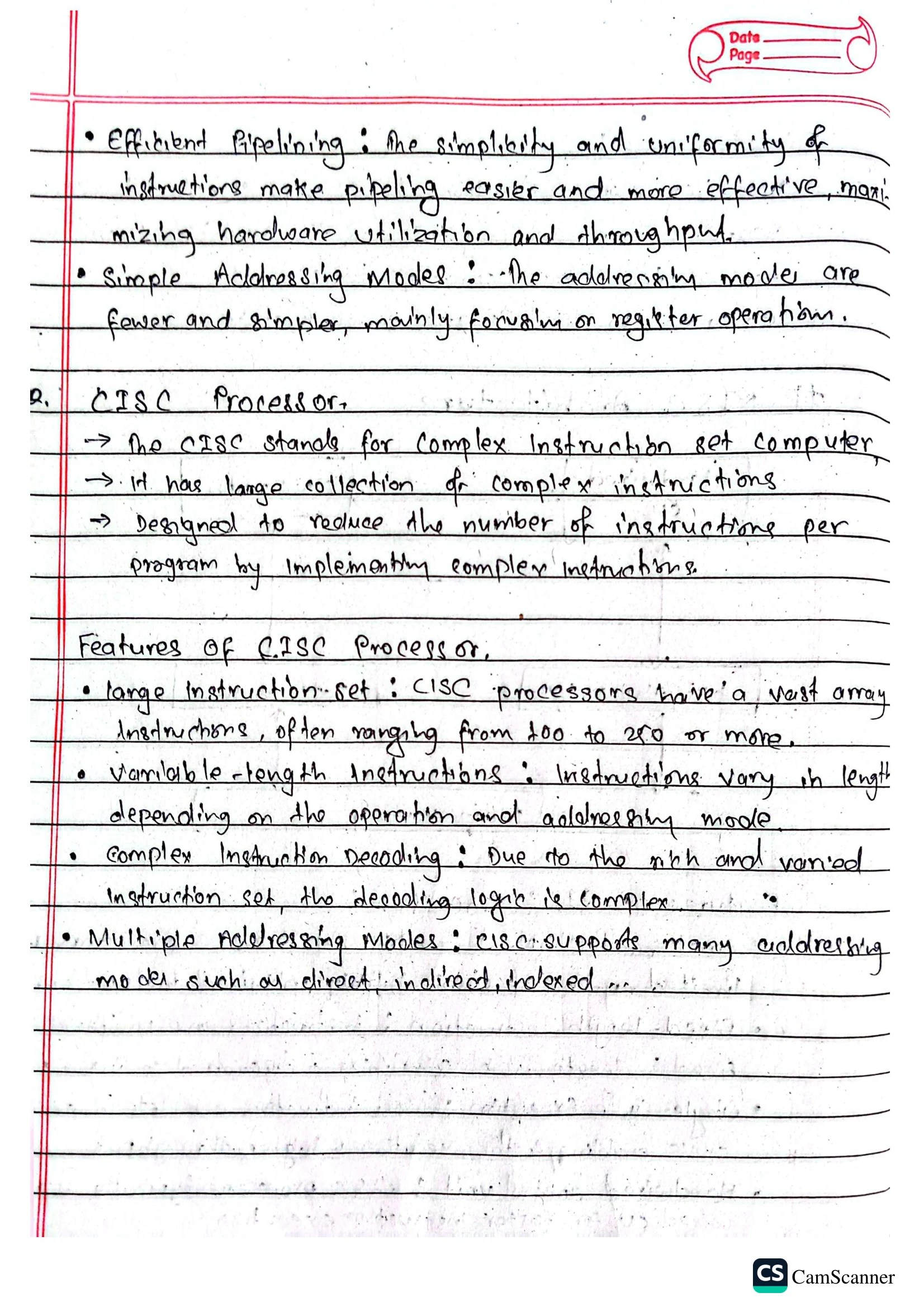 Computer Architecture Handwritten Note | Notestation